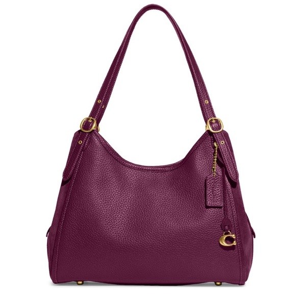 Coach | Bags | Coach Pebbled Leather Suede Shoulder Bag Nwt Berry Gold ...